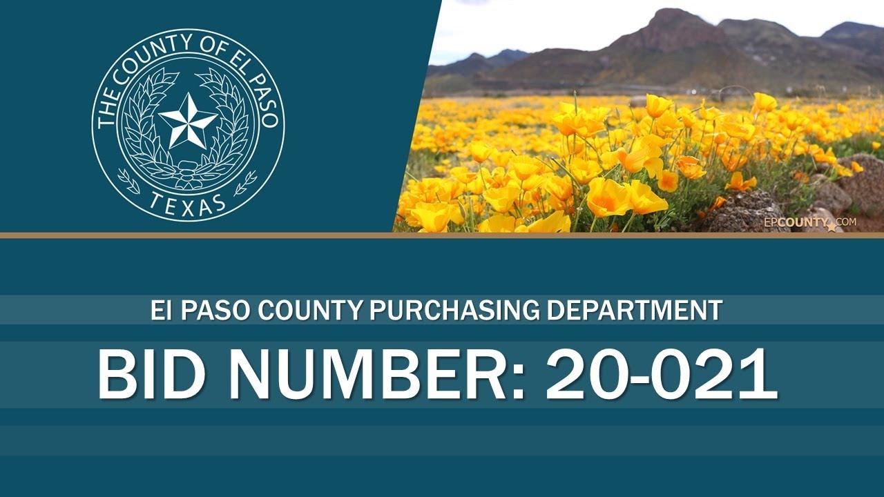 BID 20-021 EL PASO COUNTY PURCHASING DEPARTMENT - YouTube
