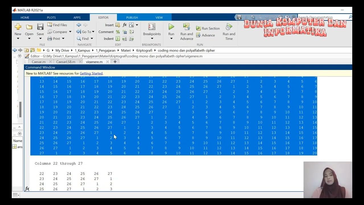 Coding Matlab Caesar Cipher dan Vigener Ciper #matlab #coding cipher #caesar cipher #vigenere ...