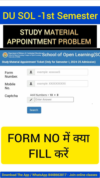 DU SOL Study Material Appointment Problem Form No 1st Semester | SOL Study Material 1st Sem # ...