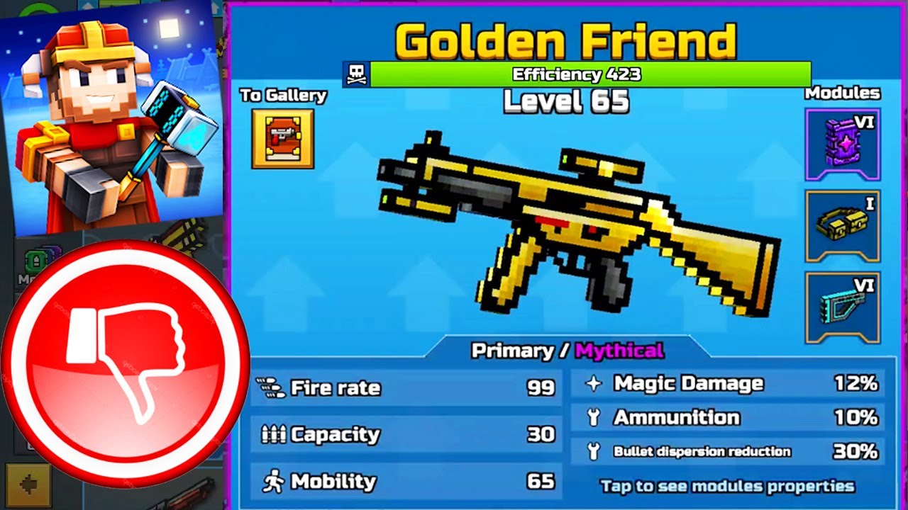 Pixel Gun 3D - Golden Friend - Mythical lvl.65 Max Upgrade - YouTube