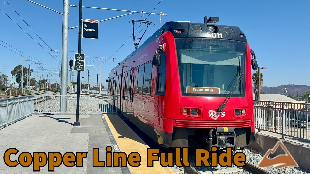 San Diego MTS Copper Line Train Full Ride - El Cajon to Santee - YouTube