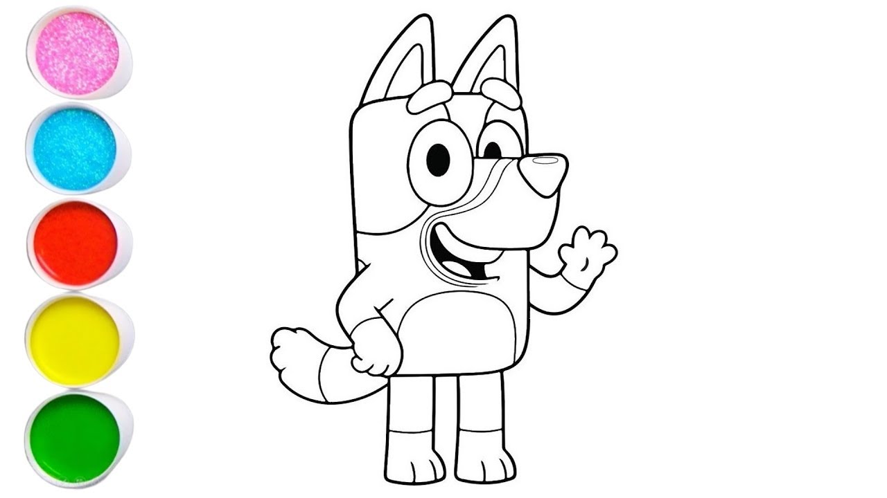 Cute Bluey Drawing for kids, Painting & Coloring for kids, Toddlers ...