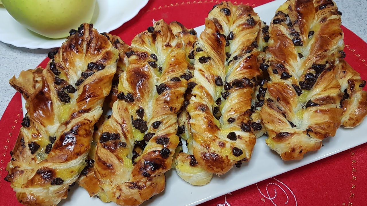 torsade crema e gocce di cioccolato facile per la colazione o la ...