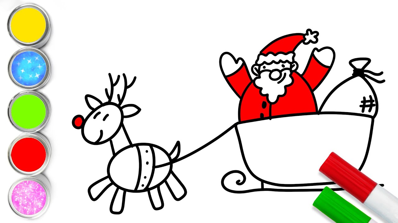 How to Draw Santa Clause Easy Drawing Painting Coloring for kids ...