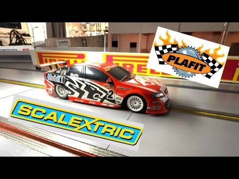 Scalextric V8 VE Supercar meets Plafit - YouTube