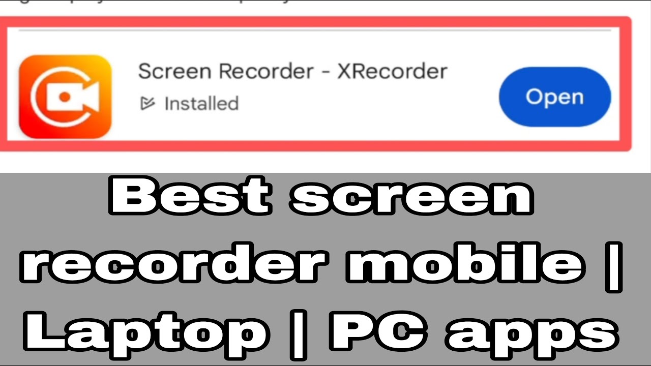Best screen recorder mobile | Laptop | PC apps - YouTube