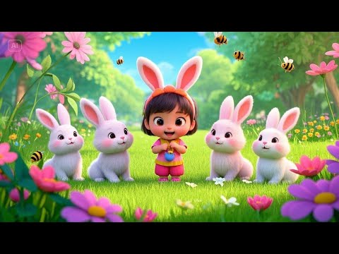 Five Little Bunnies Jumping Around | Fun Bunny Song for Kids | Sing ...