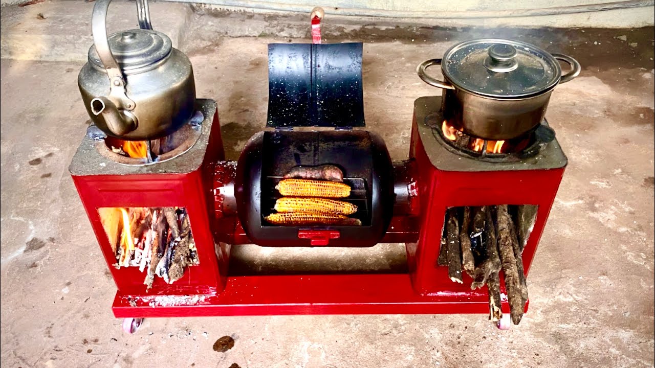 how to make a 2 in 1 wood stove from scraps and cement , simple and ...