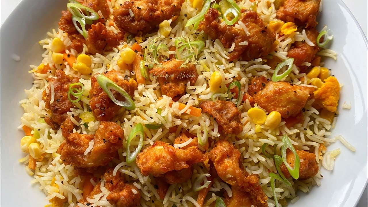 Crispy Chicken Egg Fried Rice | Chicken Fried Rice | Restaurant Style ...