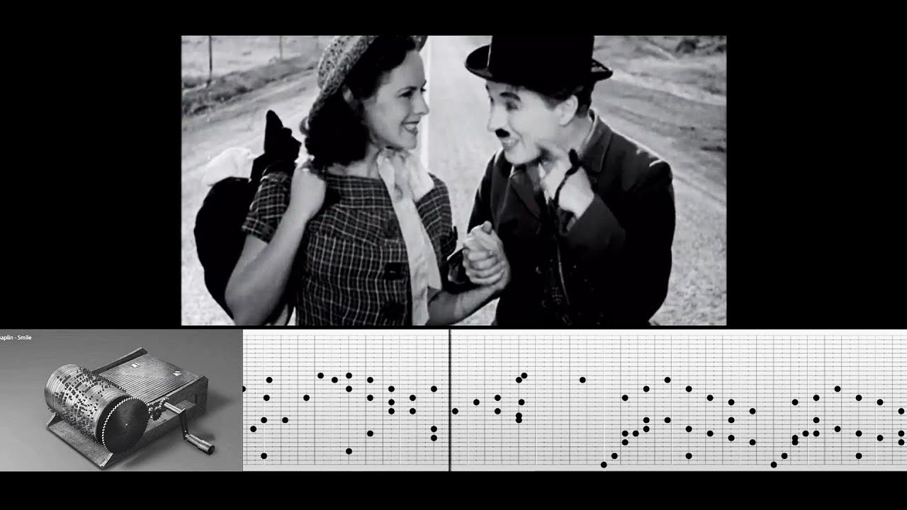 Charlie Chaplin Smile Modern Times 30 Notes Hand Crank Music Box