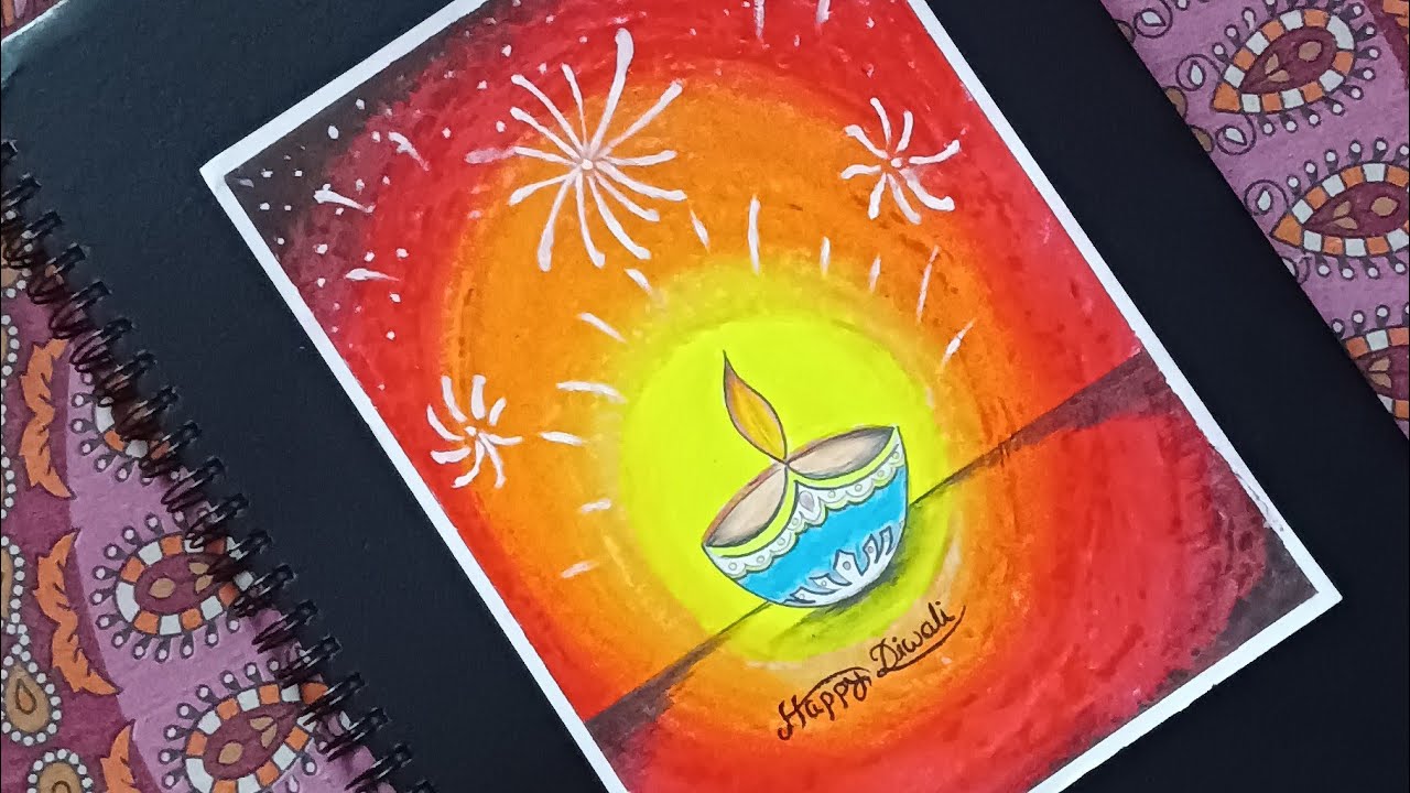 Diwali drawing easy with oil pastel for beginners /Diwali drawing/How ...