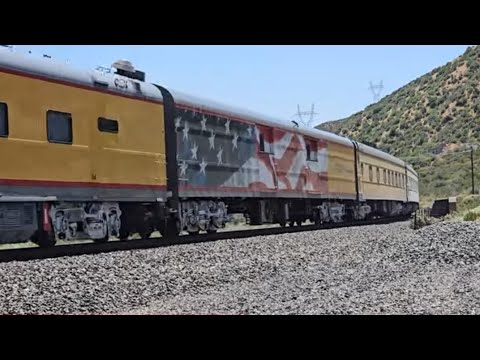 Union Pacific Officer Special passing Hwy 138 in Cajon Pass, Mojave Sub UP 5835 & UP 4533. 7/20 ...