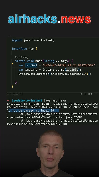 Instant And Datetimeparseexecption Java Shorts Coding Airhacks Youtube