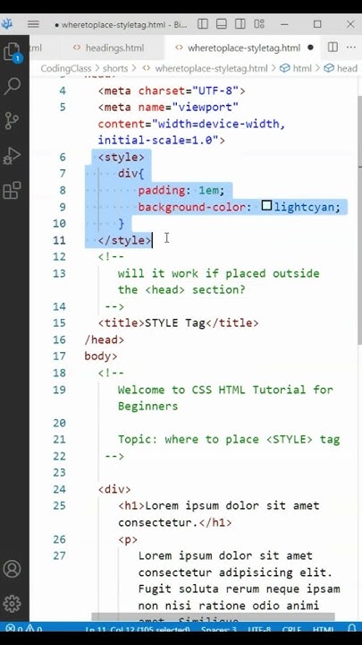 Where to placed STYLE tag | CSS HTML Basics #foryou #fyp #viral #subscribe #shorts #tutorial # ...