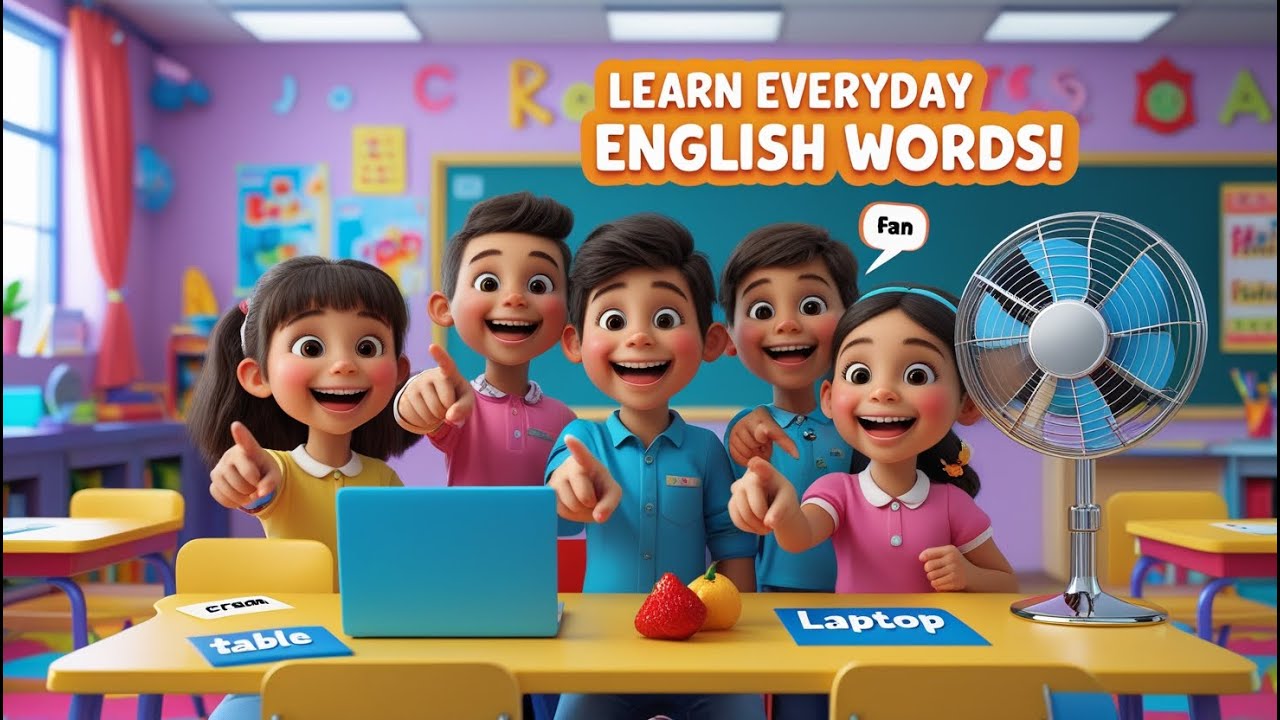 Fun & Easy English Vocabulary for Kids | Table, Fan, Laptop, Ice Cream ...