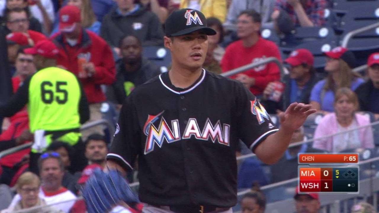 MIA@WSH: Bour fields, flips with glove to first base - YouTube