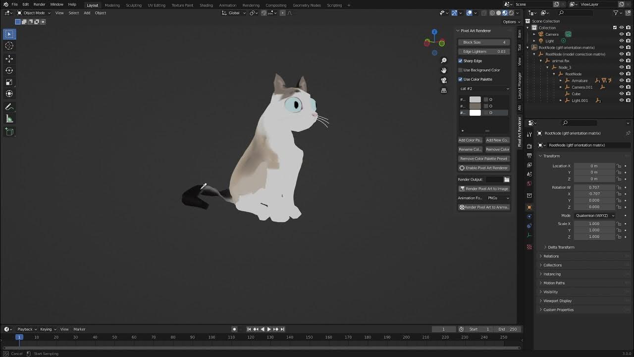 Stylized a 3d pixel art cat in Blender with Pixel Art Renderer - YouTube