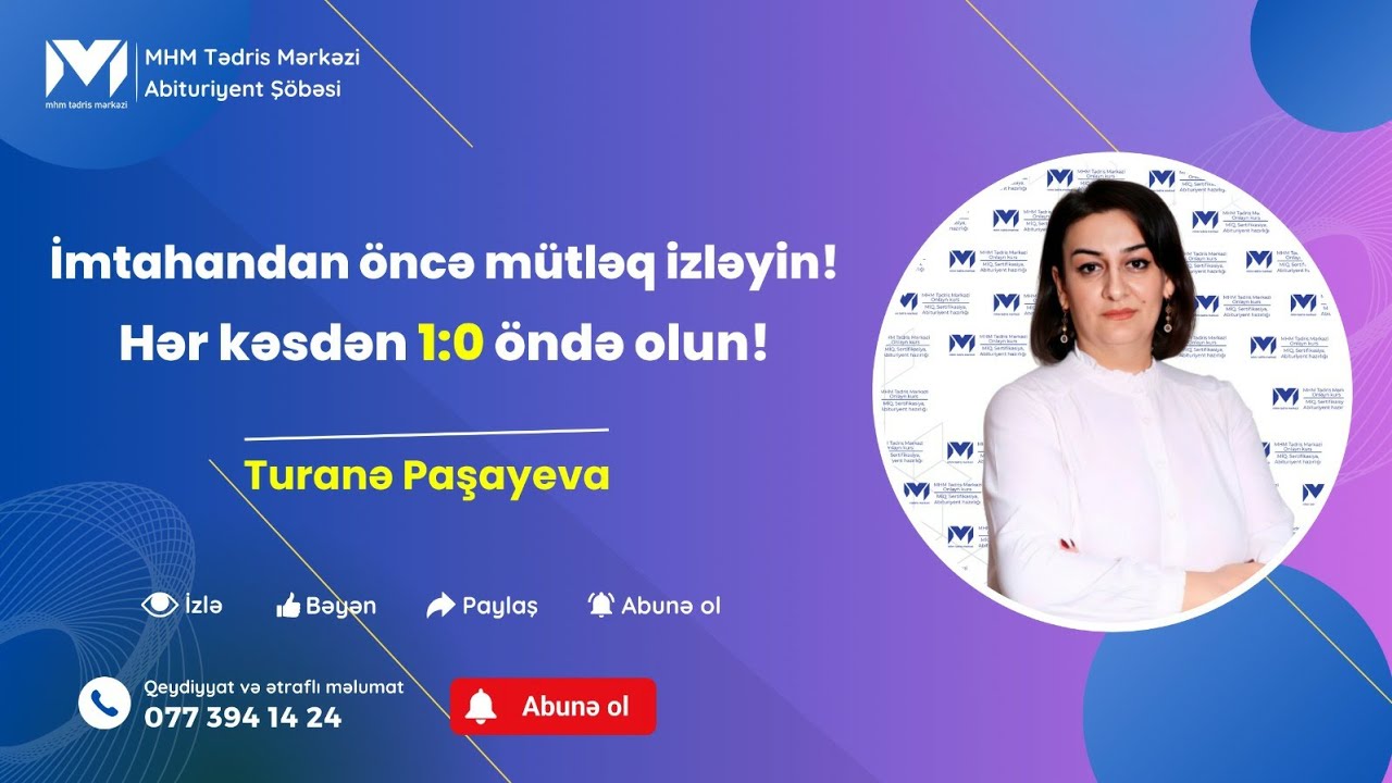 İmtahandan öncə mütləq izləyin! / Turanə Paşayeva - YouTube