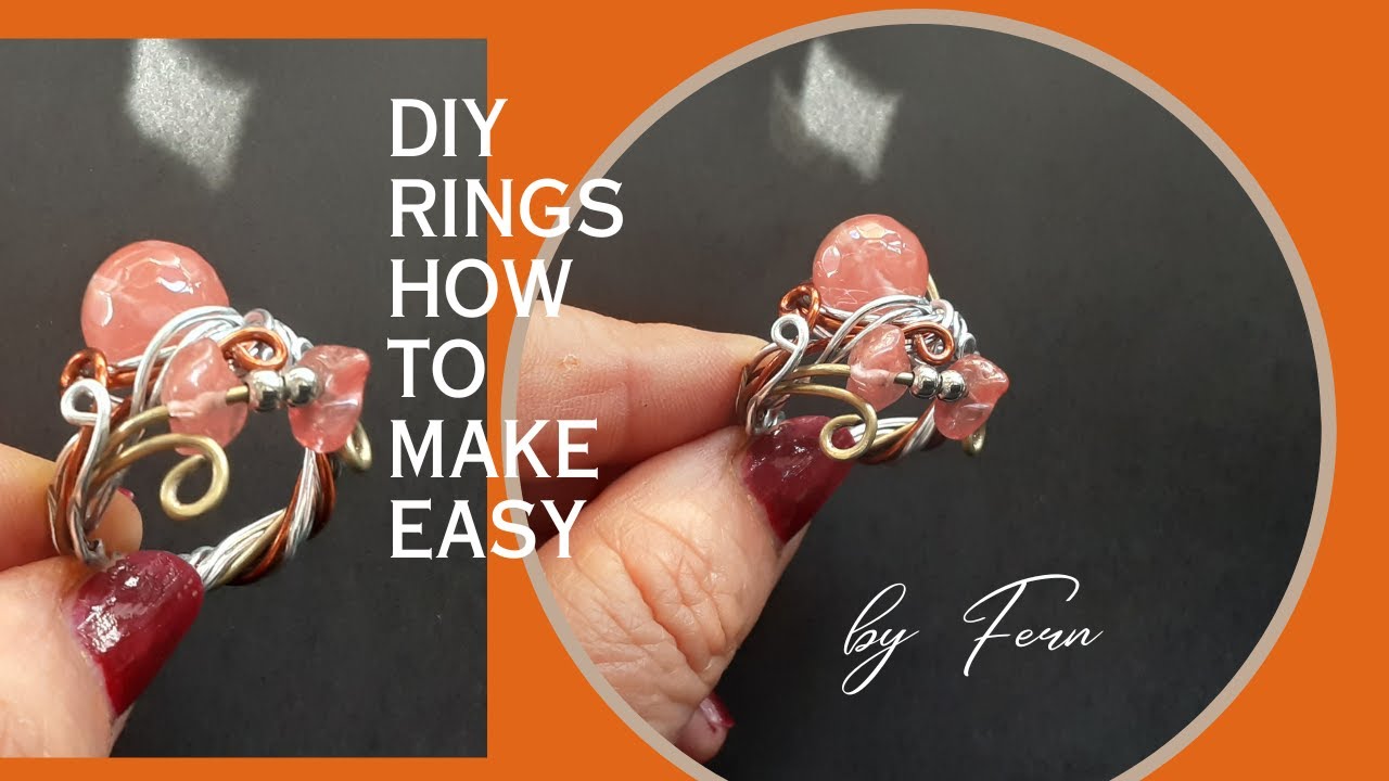Mixed Metal Ring, Cherry quartz Wire Wrapped Jewelry Tutorial/ Ring of Copper, Brass and ...