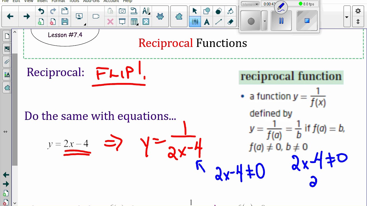 Unit 7 4 1 Reciprocal Functions Introduction - YouTube