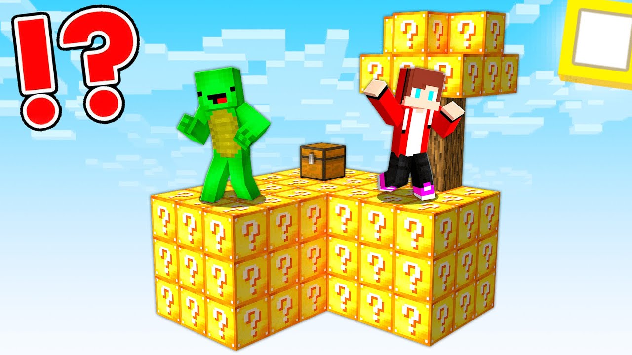 JJ And Mikey Survive On SKYBLOCK LUCKY BLOCK In Minecraft - Maizen - YouTube