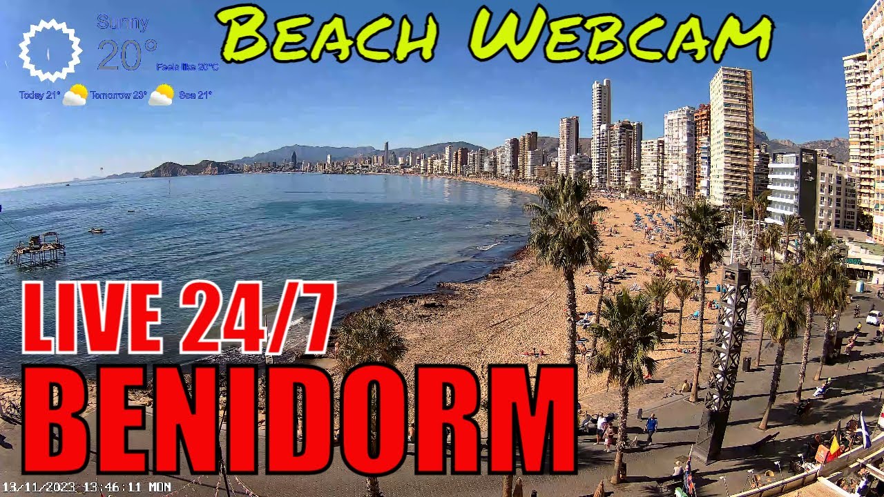 Benidorm Live Beach Cam 🇪🇸 Streamed 13th November 2023 (2) - YouTube