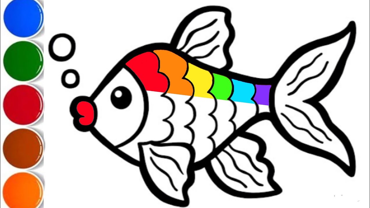 Fish ,lipstick and ice cream drawing ,painting and coloring for kids ...