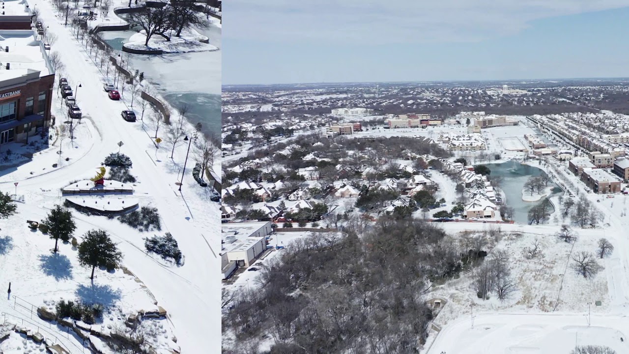 Flower Mound River Walk Snow Drone - YouTube