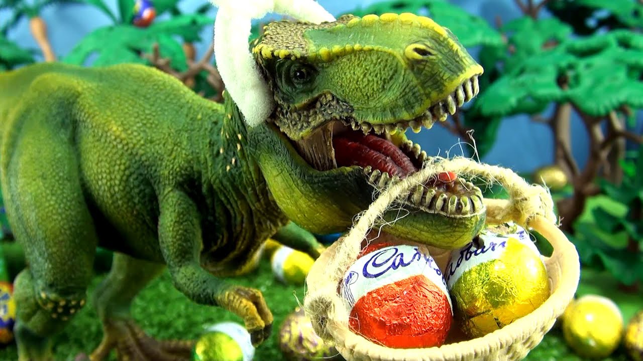 Tyrannosaurus Rex Hunting Easter Eggs Song - Schleich Tyrannosaurus ...