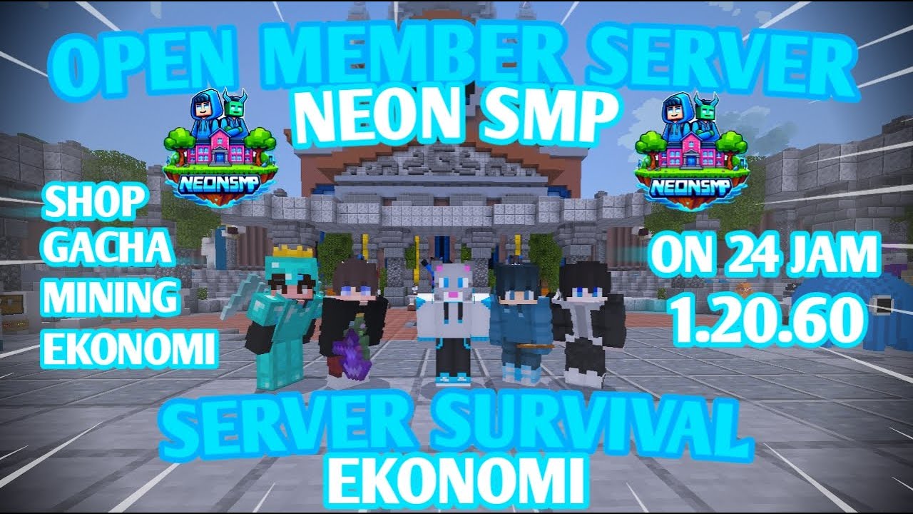 Open Member Server MCPE 1.20 Online 24 Jam Terbaru - Neon SMP - YouTube