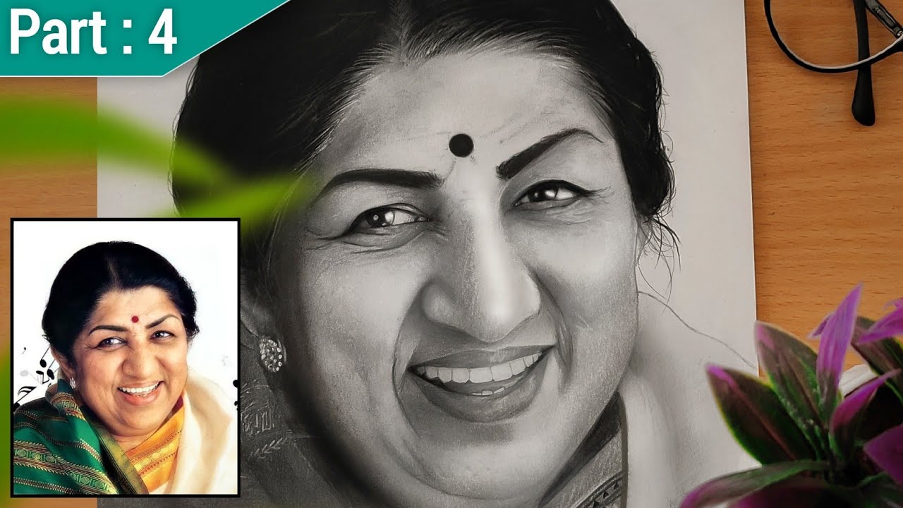 Lata Mangeshkar Drawing Tutorial || How to Draw Lata Mangeshkar ...