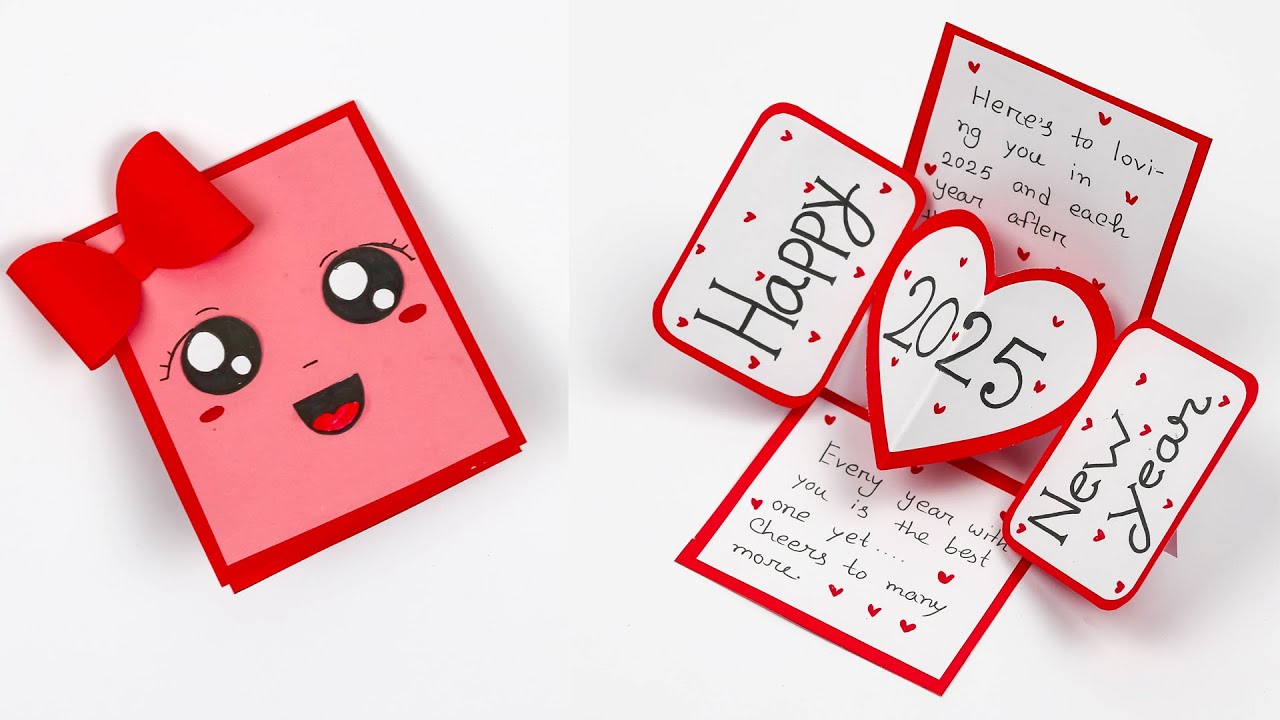 Happy new year card 2025 - New year card / New year pop up card / How ...