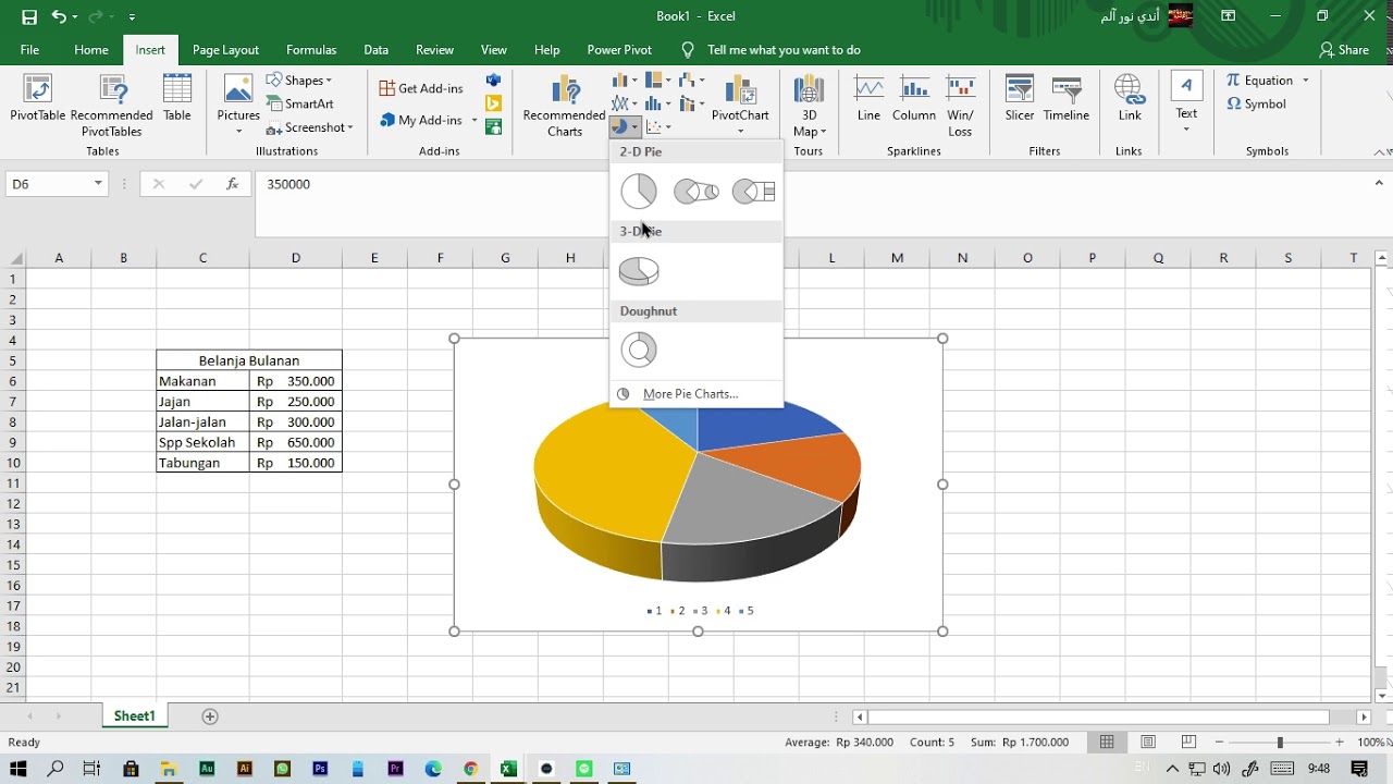 Membuat Diagram Pie - YouTube