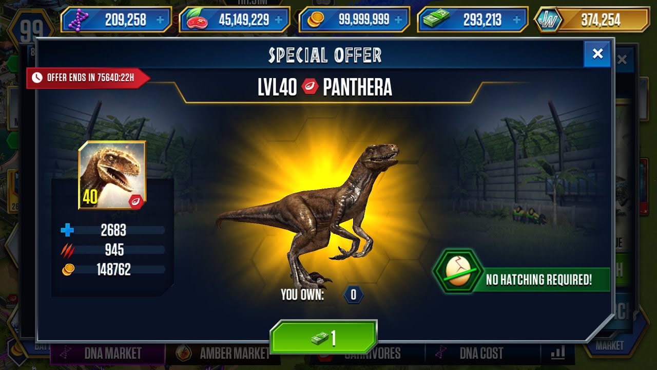 EARLY ACCESS PANTHERA in JURASSIC WORLD THE GAME! - YouTube