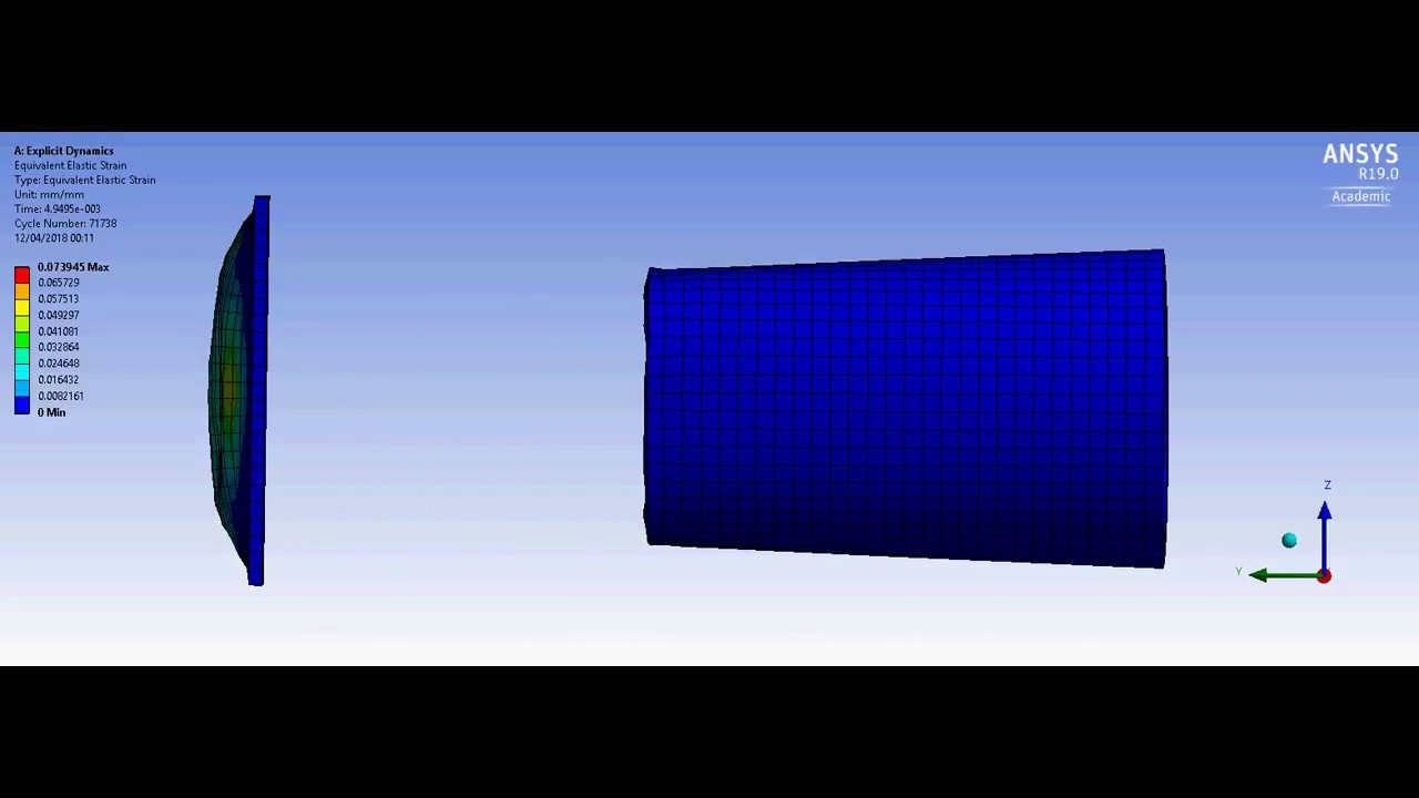Ansys Explicit Dynamic Cylinder Impact - YouTube