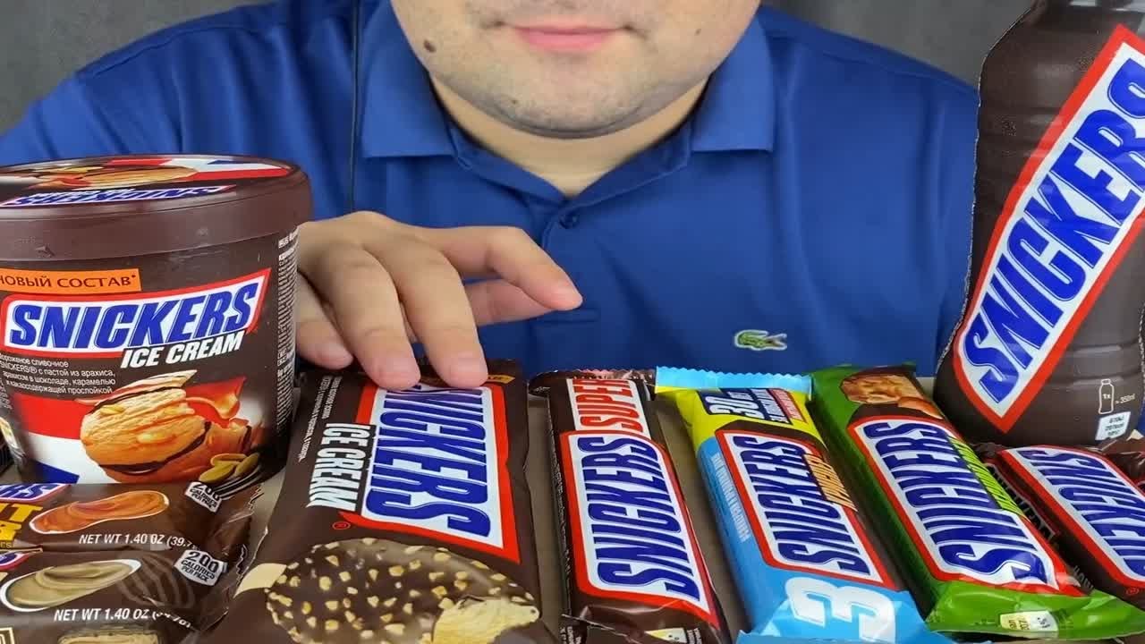 ASMR Snickers Chocolate Party (Chocolate Candy Bars & Ice Cream ...