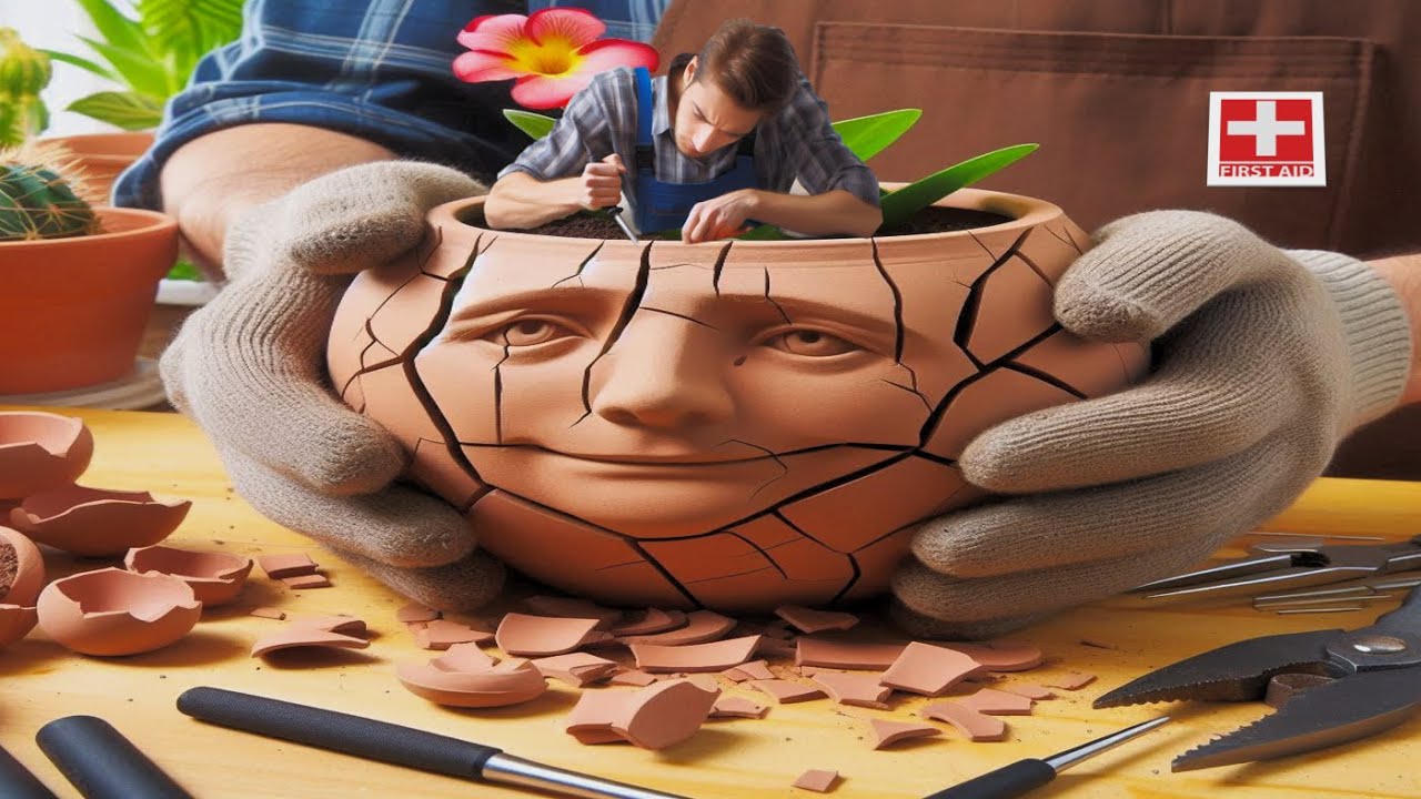 Rejuvenating Cracked Flower pots - YouTube