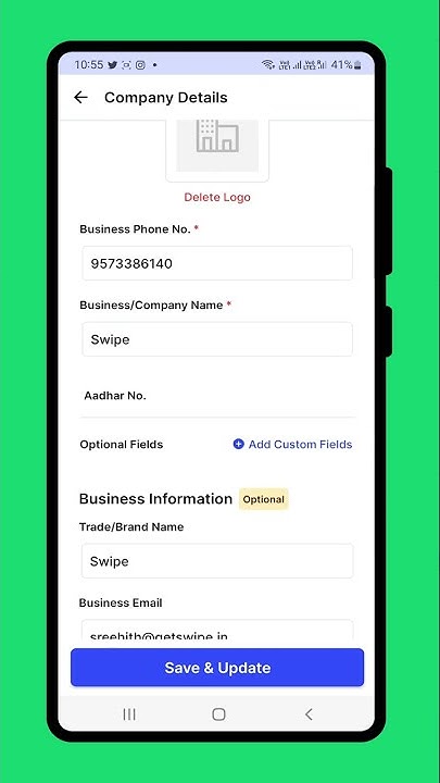 How to add custom fields for company | Swipe Mobile App #gst #billing #company - YouTube