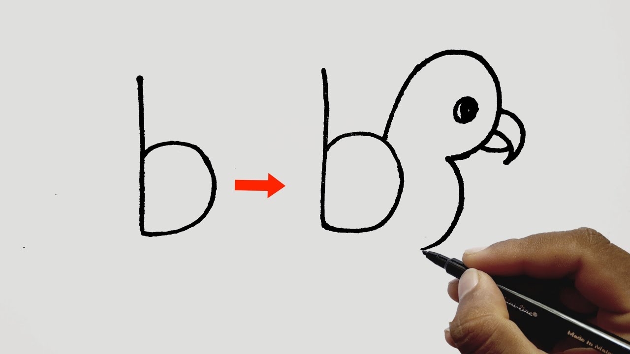 Beautiful Bird Drawing Easy From b Letter | Drawing Pictures | Bird ...