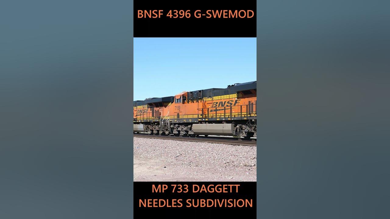 BNSF 4396 WB G-SWEMOD MP 733 NEEDLES SUB DAGGETT 3-1-2024 #freight #railway #automobile - YouTube