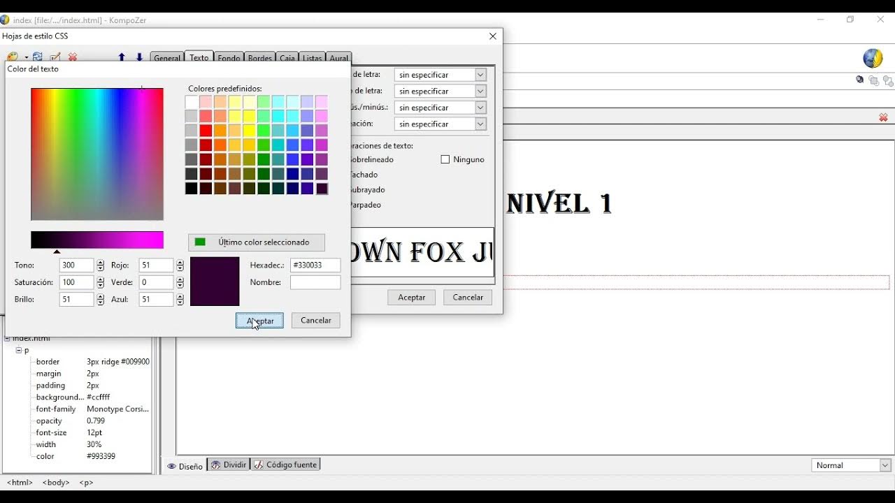 CSS en Kompozer - YouTube