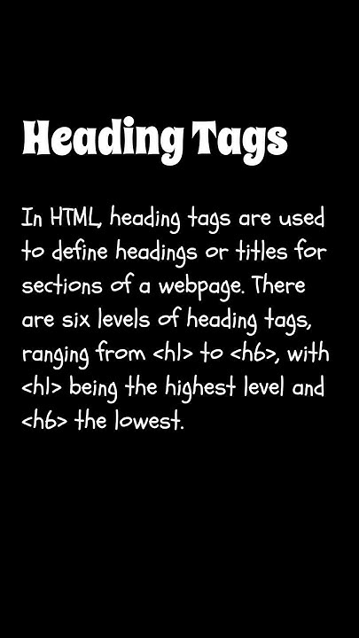 Html Heading Tag 1 Html Html5 Htmlheadings Htmlbasics Learning Coding Shorts Youtube