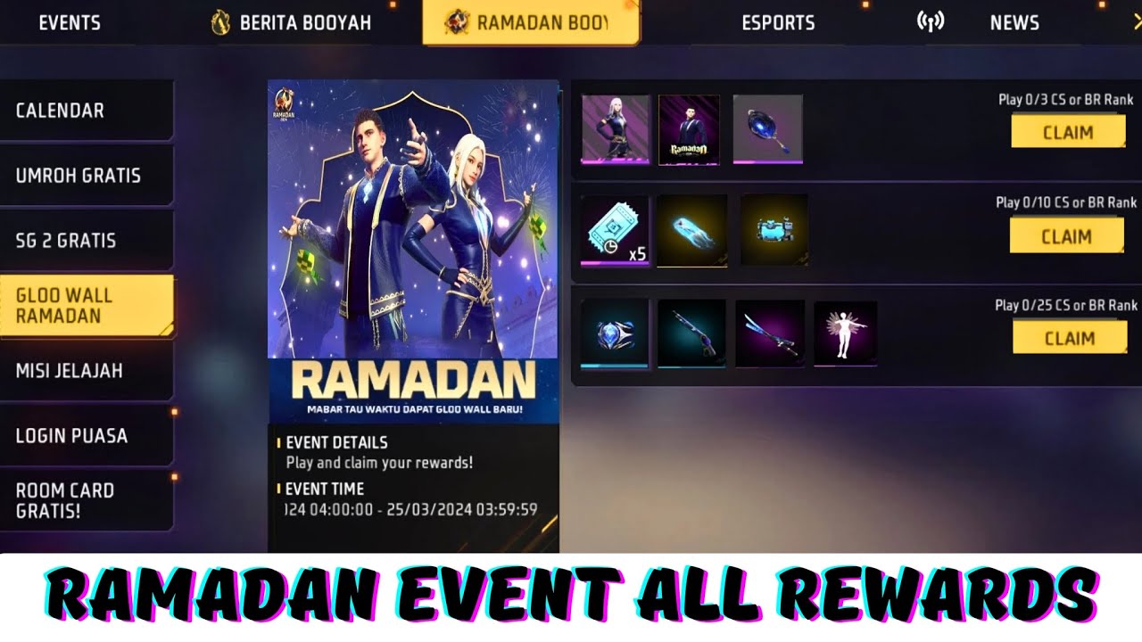 Ramadan event free fire 2024 || Ramadan event free rewards || Ramadan ...