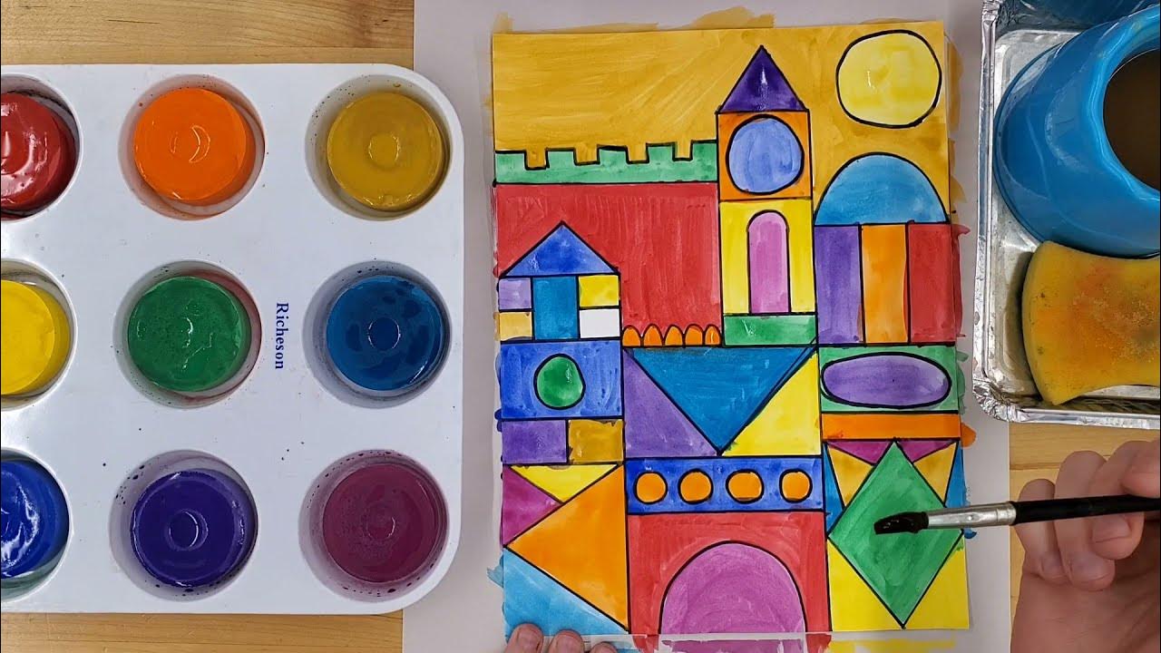 Paul Klee Shape Cityscapes - 4th/5th Grade - YouTube