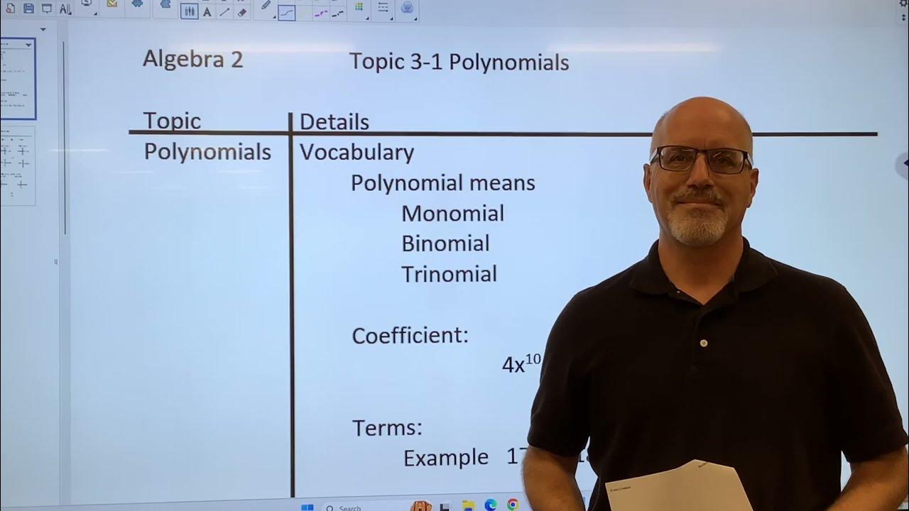 Algebra 2 Topic 3-1 Polynomials Part 1 - YouTube