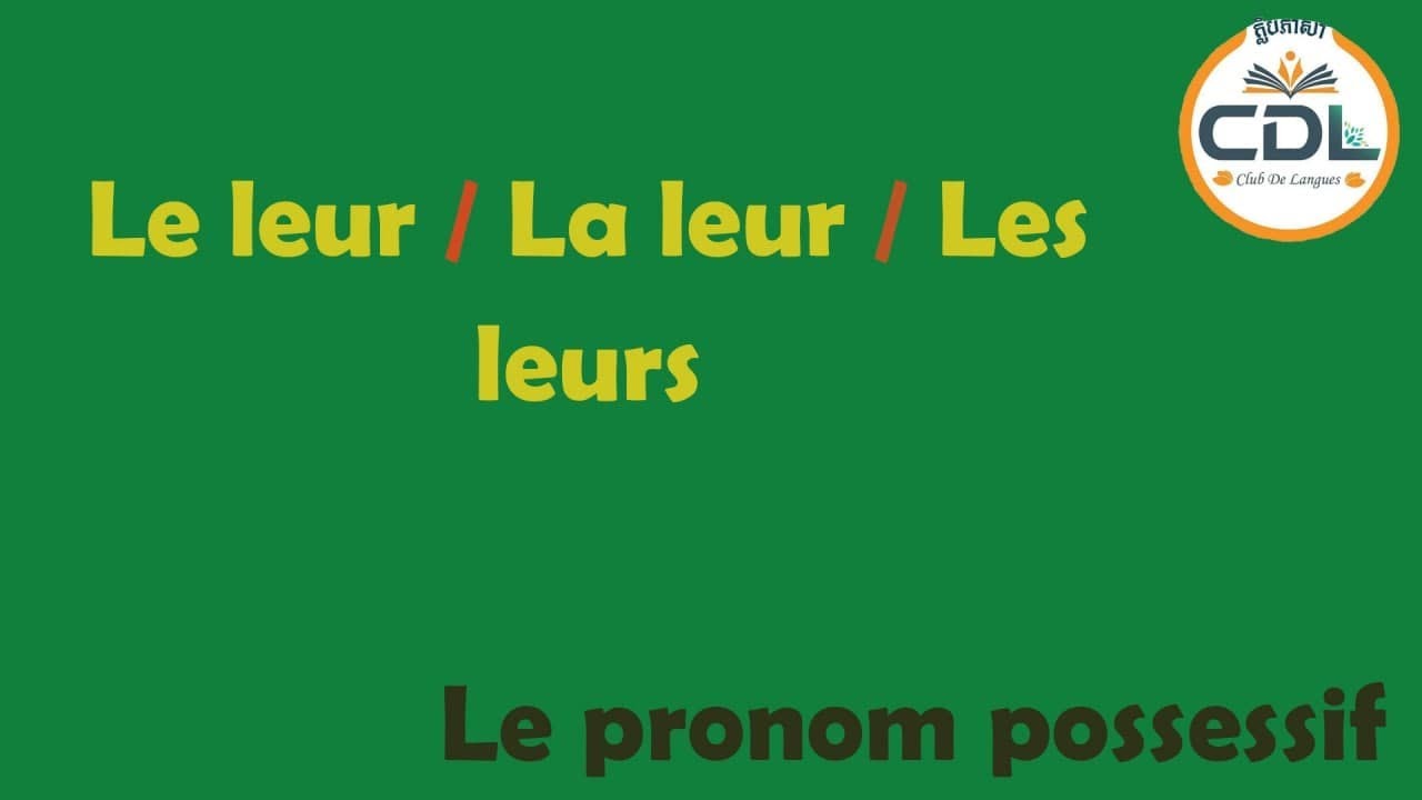 Le pronom possessif : le leur/la leur/les leurs - YouTube