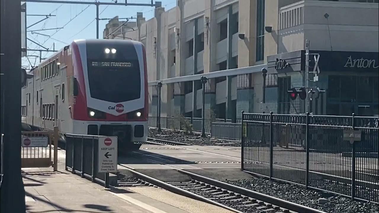 FULL ELECTRIFICATION LAUNCH DAY CalTrain EMU Arriving At San Mateo Station - YouTube