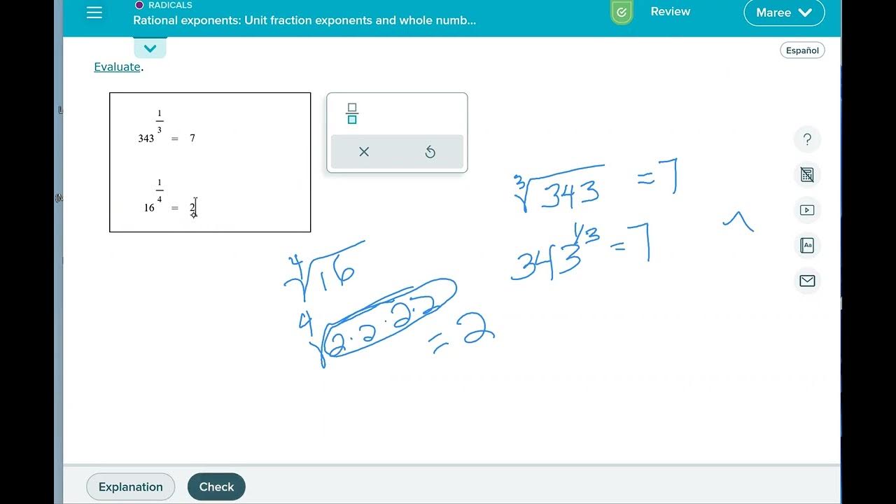 Rational exponents: Unit fraction exponents and whole number bases ...