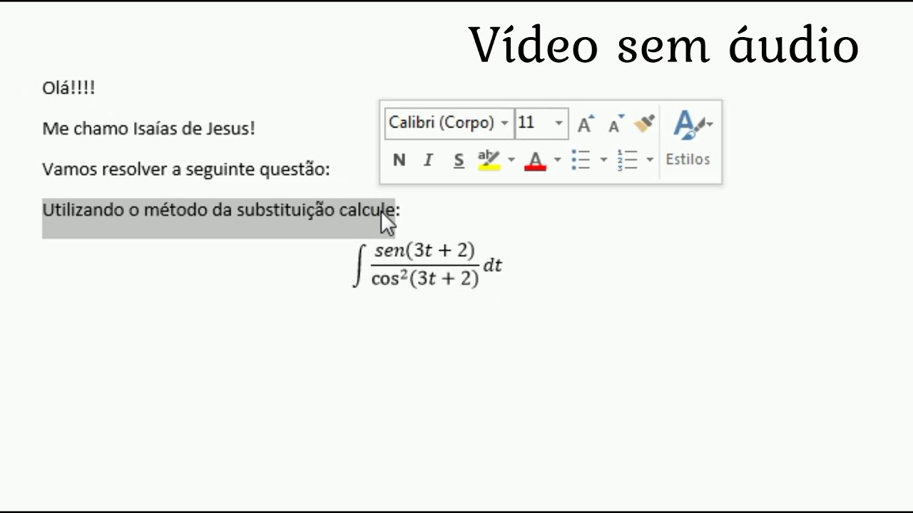 Integral por substituição u.du exercício resolvido #13 - YouTube