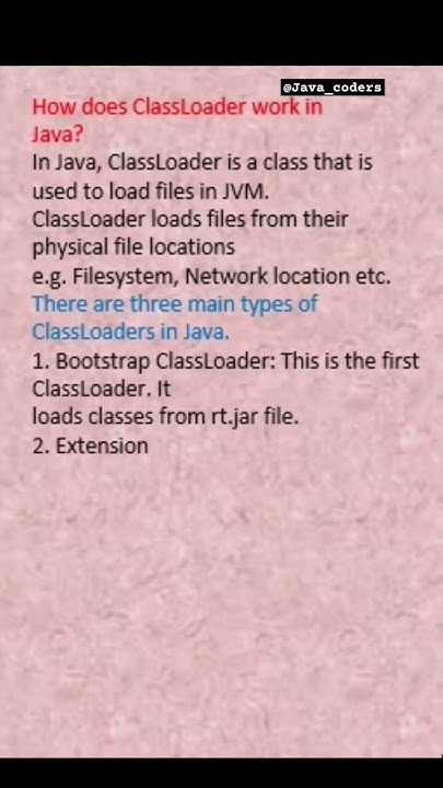 How Does Classloader Work In Java Typesofclassloaderinjavajavacoders